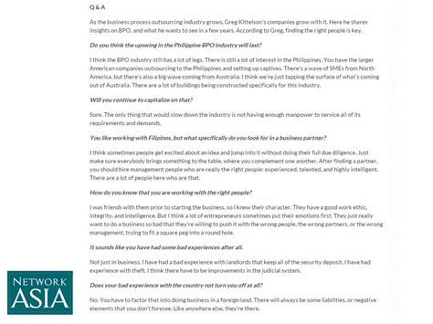 Greg Kittelson On Network Asia Magazine Ppt