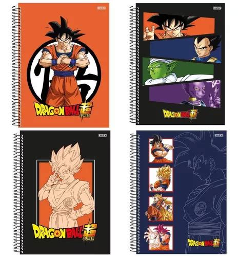 Kit 4 Cuadernos Goku Dragon Ball Super Espiral Universitario Color