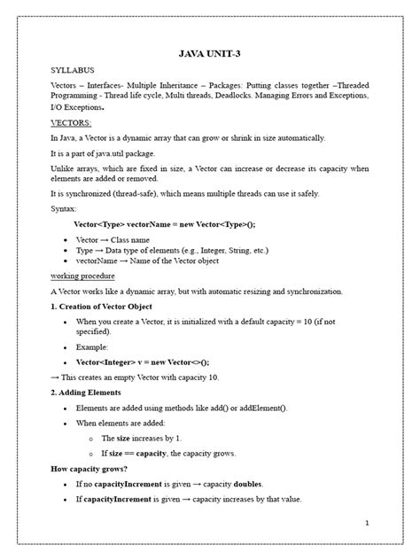Java Vectors And Interfaces Overview Pdf Class Computer