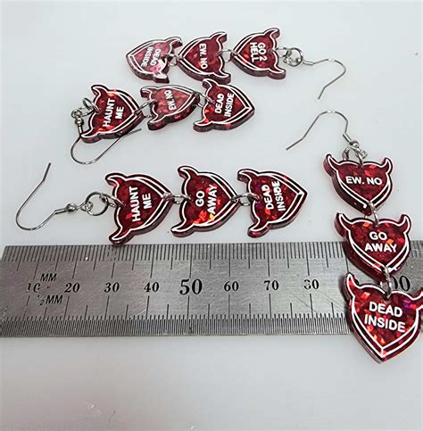Devil Heart Tripple Red Resin Earrings Moksi