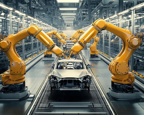 Robotic Arms In A Cutting Edge Automotive Plant Quality Quality Stock
