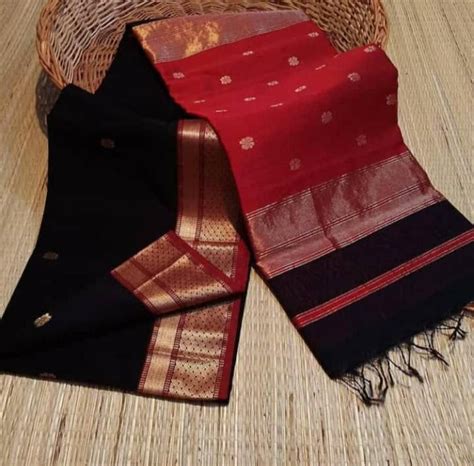 Handmade Maheshwari Saree With Motifs Pattern Maheswari Silk Sarees