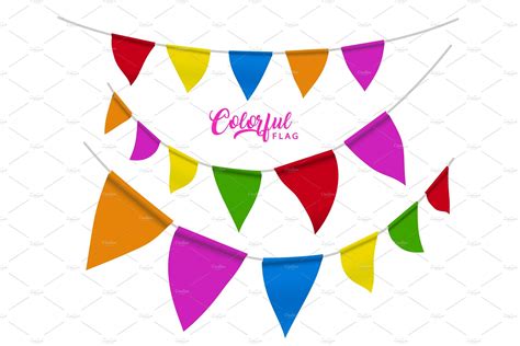 Colorful Flags Elements Design Graphic Objects ~ Creative Market