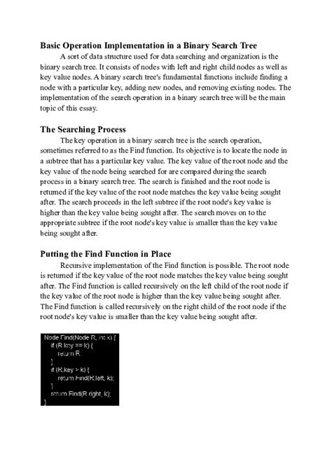 basic operation implementation in a binary search tree edubirdie