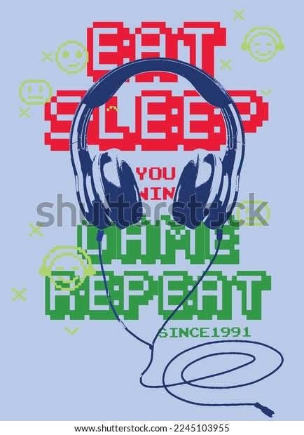 Game Repeat Slogan Text Vector Illustration Stock Vector Royalty Free