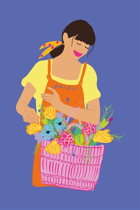 Dibujo De Una Mujer Con Flores En El Fondo Ilustración Del Vector
