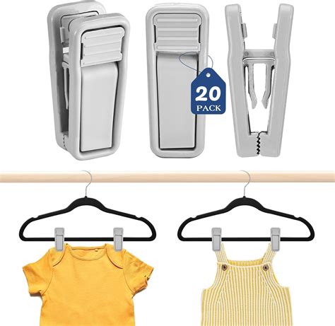 Acstep Plastic Finger Clips For Slimline Clothes Hangers Gray 20 Pack