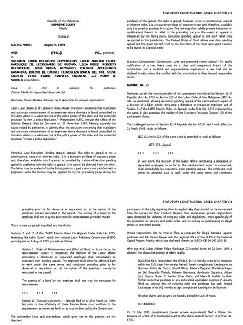 Statutory Construction Cases Chapter V 1 Pdf Judgment Law