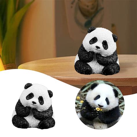 Etconen Miniature Panda Decor Cute Panda Figurines Mini Birthday