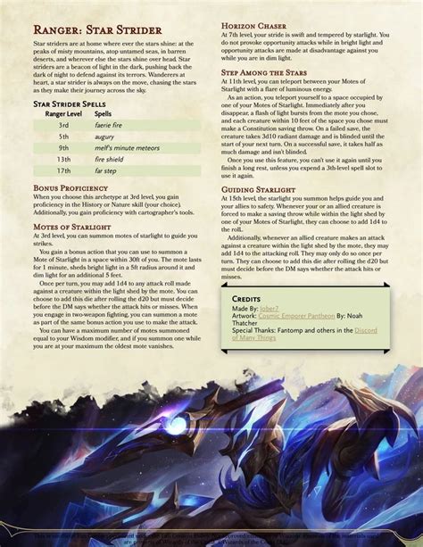 Star Strider Step Among The Stars With This Ranger Subclass Imgur