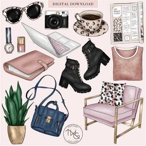 Trendy Fashion Clipart Collection Twg Designs Digital Artwork Clip