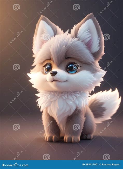 Cute Tiny Hyperrealistic Anime Wolf From Pokemon Generative Ai Stock Illustration