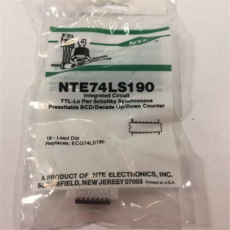 1 Nte Nte74ls190 Integrated Circuit Ttl − Synchronous Updown Counter