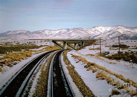 Interstate Highway I 80 Overpass With Railroad Railroad Tracks I