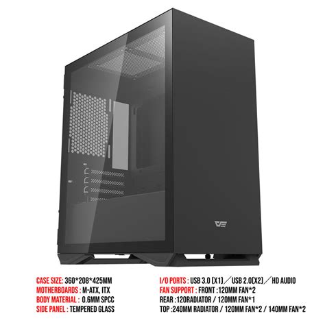 Darkflash Dlm 22 Luxury M Atx Pc Case Black