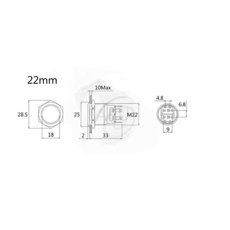 Flat Head 16mm 220v Ring Non Latching White Metal Push Button Waterproof Switch With Led Light