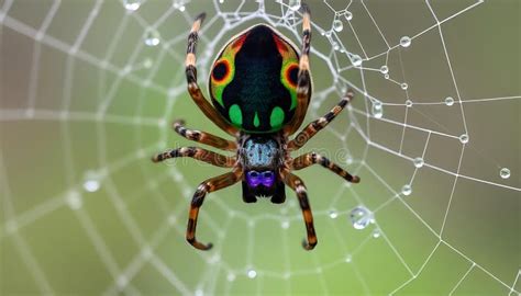 A Vibrant Peacock Spider Displaying Iridescent Colors On Its Abdomen