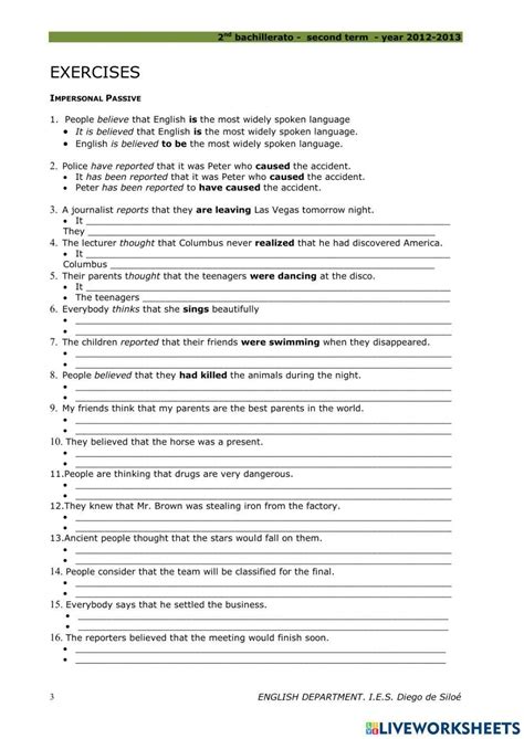 Impersonal Pass Free Interactive Worksheets 2237076