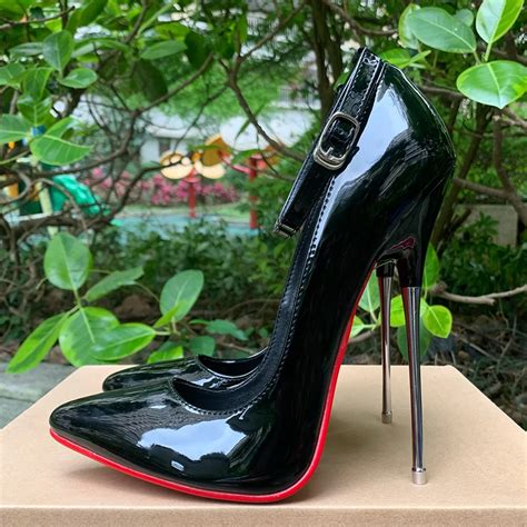 Shiaopick 16cm Metal High Heels Stilettos Sexy Women Pumps Black Fetish