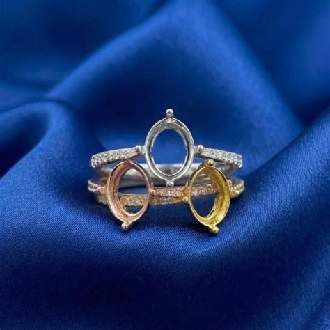 Sterling Silver Semi Mount Engagement Ring 8x6mm Oval Stone Diy