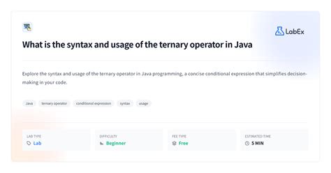 What Is The Syntax And Usage Of The Ternary Operator In Java Labex