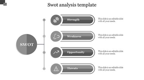 Incredible Swot Analysis Template In Grey Color Slide