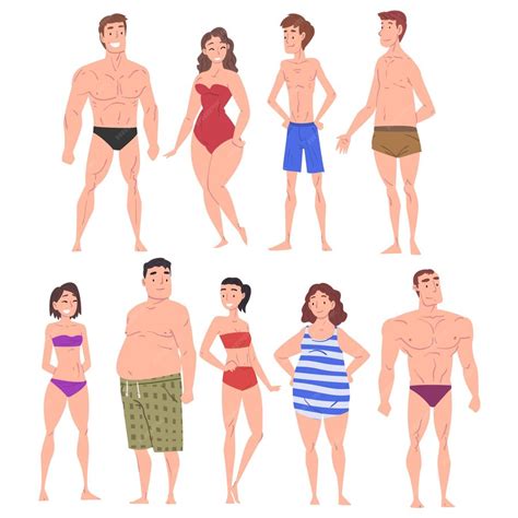 Premium Vector Male And Female Body Types Set People With Different Human Body Constitution