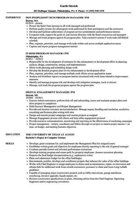 Manager Pm Resume Samples Velvet Jobs