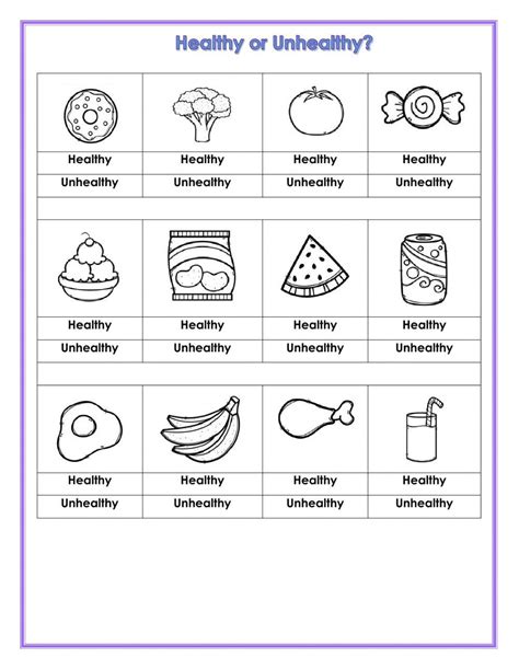Healthy Vs Unhealthy Food Activity Healthy Vs Unhealthy Activities