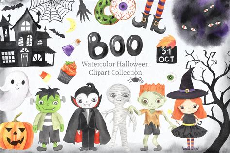 Watercolor Halloween Boo Clipart Graphic By Larysa Zabrotskaya Creative Fabrica