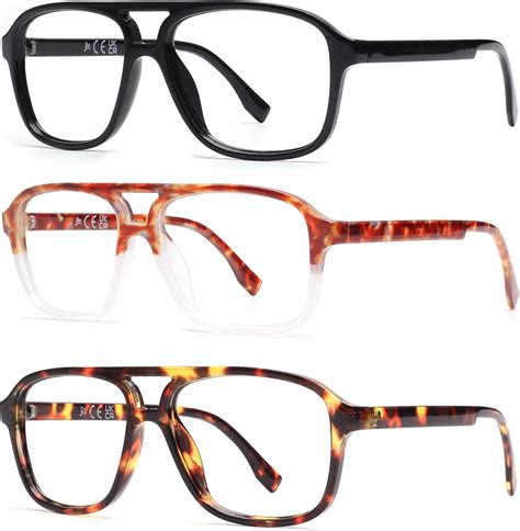 Jm 3 Pack Oversized Aviator Reading Glasses For Women Men Retro Square Blue Light Computer