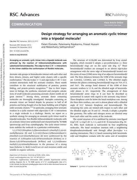 Pdf Design Strategy For Arranging Aromatic Cyclic Trimer In Molecule