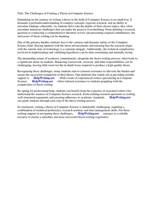 Thesis Title In Computer Science Pdf Thesis Computer Science