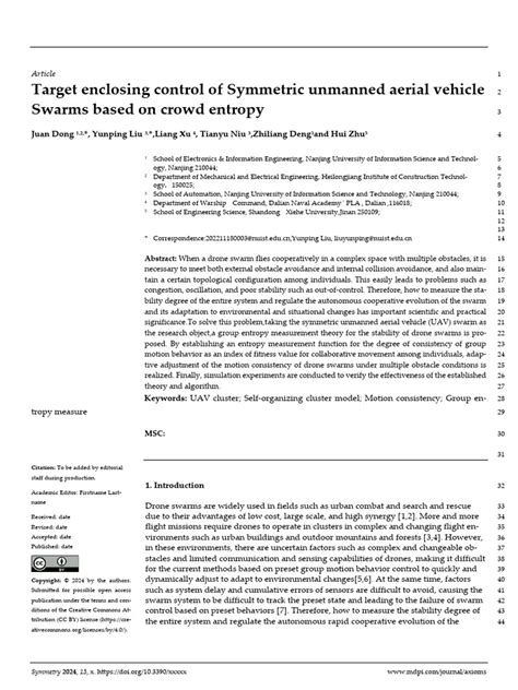 Đk Bao Vay Muc Tieu Target Enclosing Control Of Symmetric Uav Based Entropy Pdf Unmanned