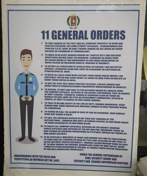 11 General Orders Vip Protection Agent Of The Philippines