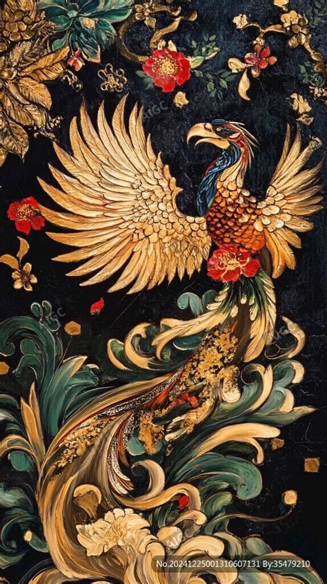 Ai创作图插画百鸟朝凤 掐丝画设计 凤凰包装插画 百鸟朝凤插画 牡丹花凤凰 凤凰富贵图 凤凰艺术刺绣 百鸟朝凤图插画 凤凰喜鹊牡丹 凤凰牡丹