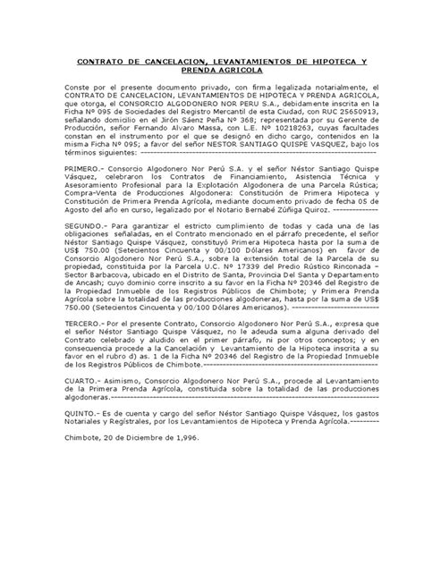 Contrato De Cancelacion Pdf Propiedad Derecho Civil Common Law