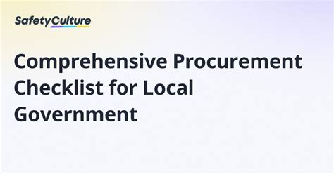 Comprehensive Procurement Checklist For Local Government Free Template