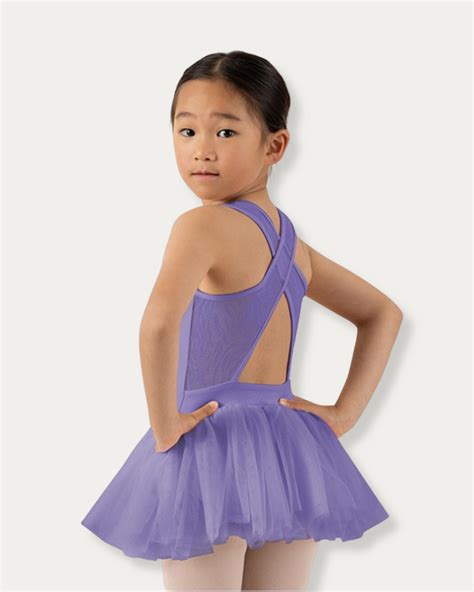 Gabrielle Cross Back Mesh Tutu Leotard Lilac Backstage Dancewear