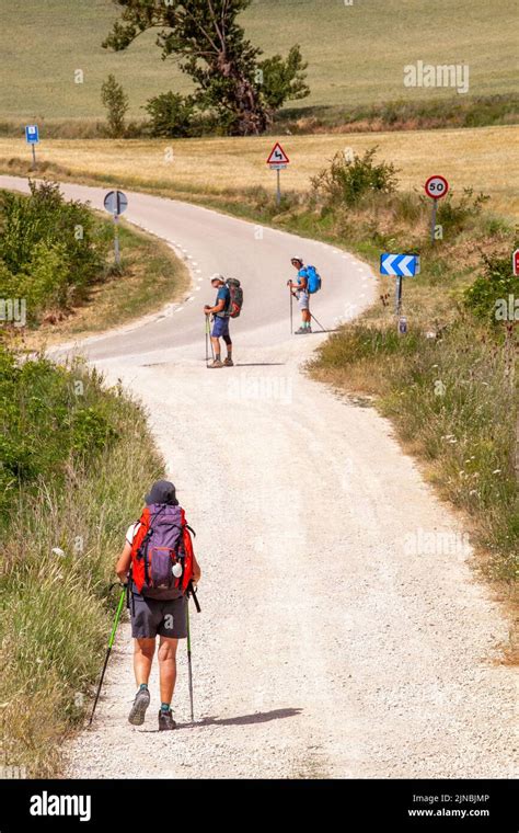 Pilgrims Walking The Camino De Santiago Pilgrimage Route The Way Of St