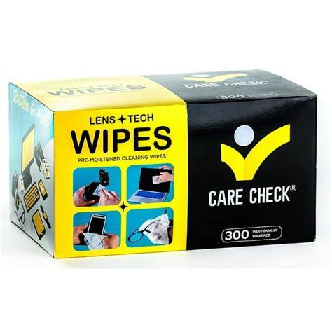 Care Check Lens Tech Wipes 300 Pre Moistened Cleaning Wipes For