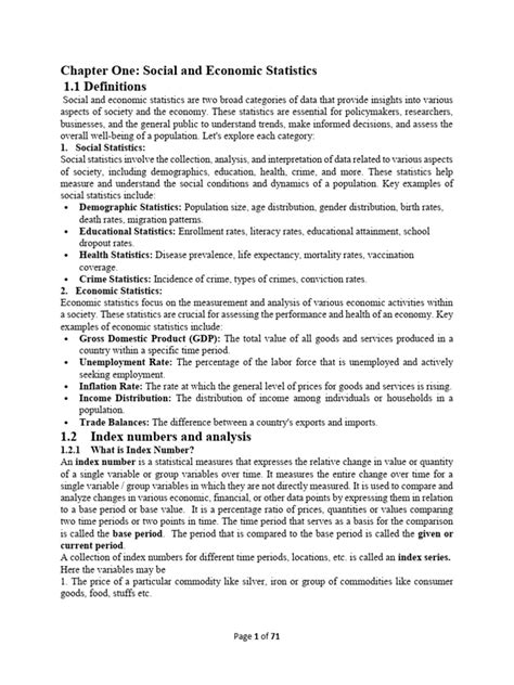 Social And Economic Statistics Chapter 1 5 Pdf Cost Of Living