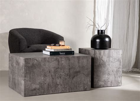 Table Basse Bloc Gris Foncé Chiné 80 Cm Cbc Meubles