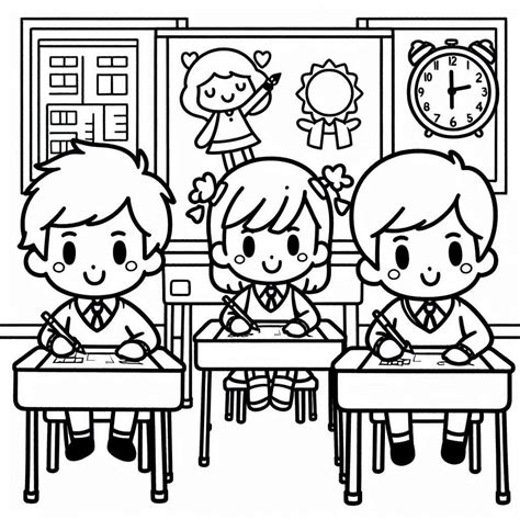 Desenhos De Sala De Aula Imprimível Para Crianças Para Colorir E