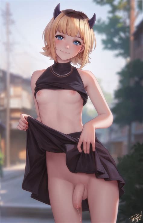 Rule 34 1futa 3rd Party Edit Ass Visible Through Thighs Bare Arms Bare Shoulders Black Shirt