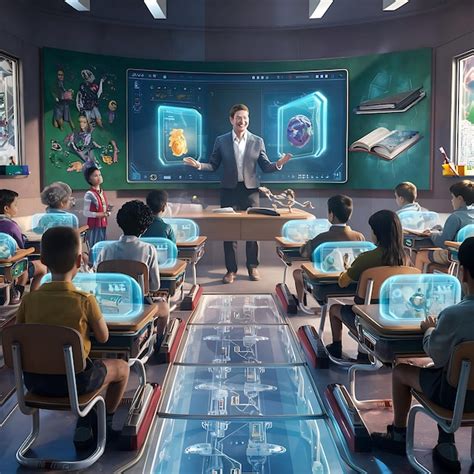 A Classroom With A Large Screen With The Words Science On It Premium