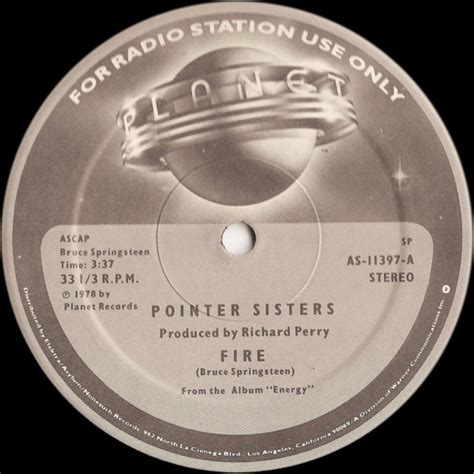 Pointer Sisters Fire Vinyl 12 Promo 33 ⅓ Rpm 1978 [r1276920] Discogs