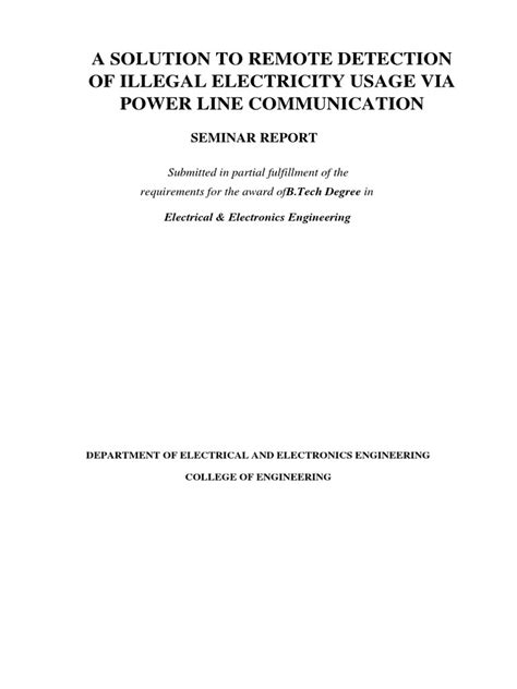 A Solution For Remote Detection Of Illegal Electricity Usage Via Power