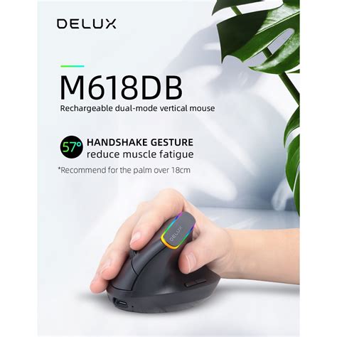 Delux M618db Ergonomic Vertical Mouse Wireless 2 4ghz Bt Bluetooth 4 0