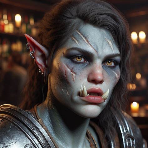 Gray Skinned Female Half Orc Wpiercings Dungeons And Dragons Races